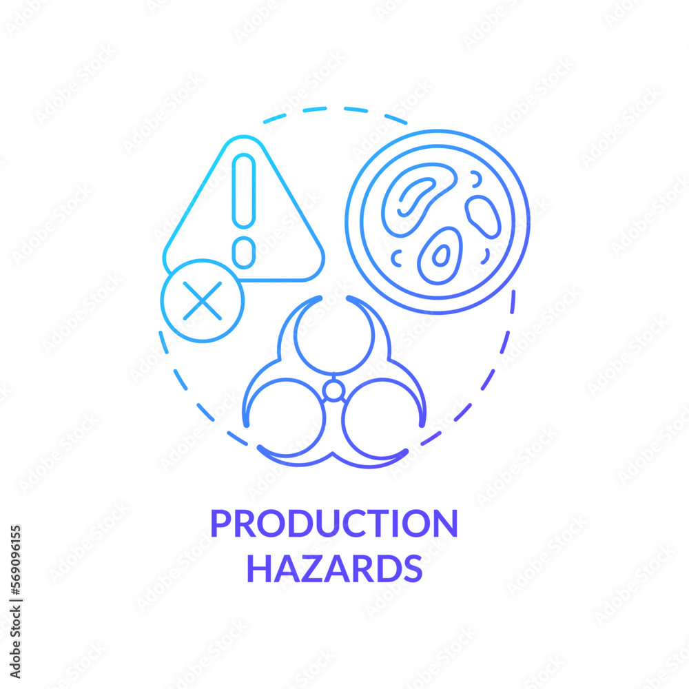 Production hazards blue gradient concept icon. Safe food manufacture. Planning approach to HACCP ...