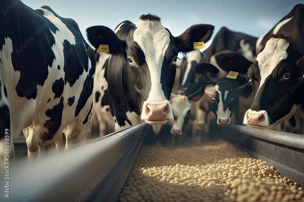 Herd of Cows Enjoying Dairy Farm Food: It's Only the Best for These ...