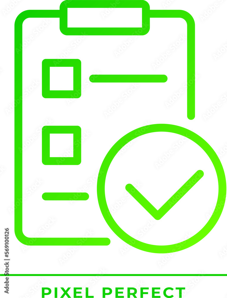 Checklist With Checkmarks Pixel Perfect Gradient Linear Vector Icon Marking Task Completion