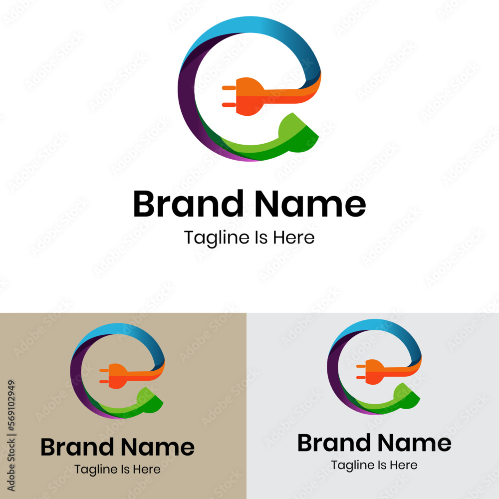 Plug letter e electric logo design Stock Vector | Adobe Stock