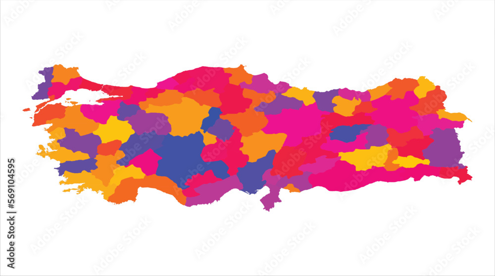 vector map illustration on white background with states , Turkey State ...