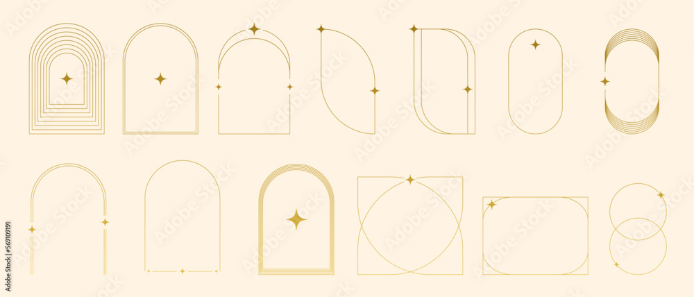 Grafika wektorowa Stock: Modern minimalist aesthetic linear frames ... Grafika wektorowa Stock: Modern minimalist aesthetic linear frames ...