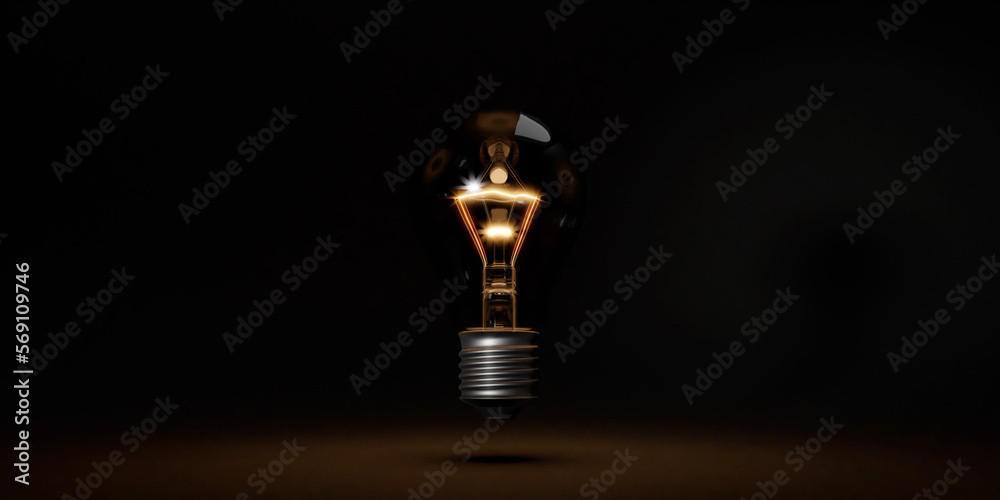 Lit up lightbulb emitting light. Template for ideas or brainstorms ...