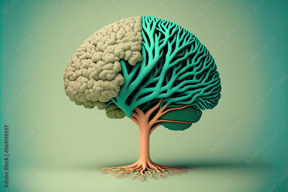 brain shaping tree, symbolizing emotional intelligence . Generative AI ...