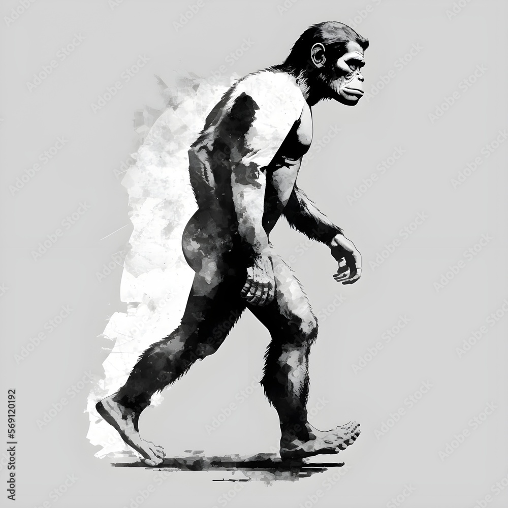 symbolism evidence of evolution that starts with a man who step by step ...