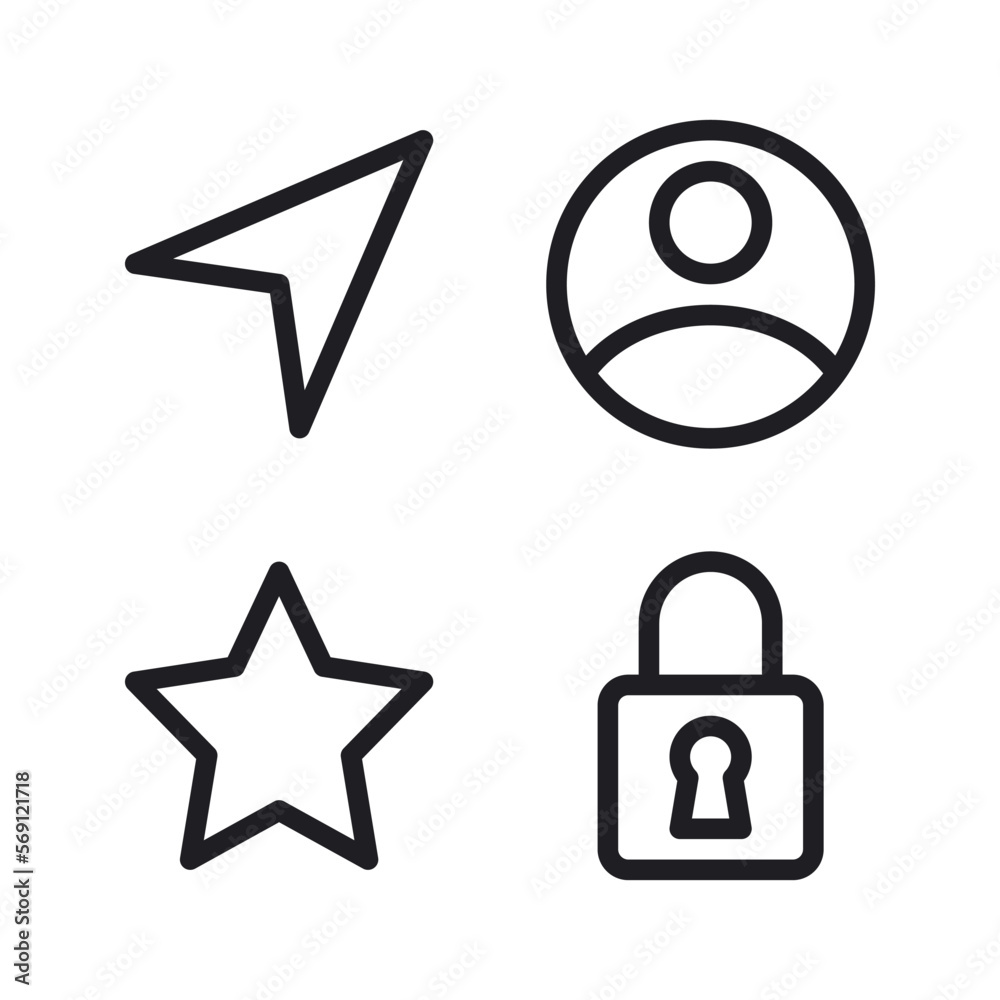 User Interface icons set = share, user, star, locked. Perfect for ...