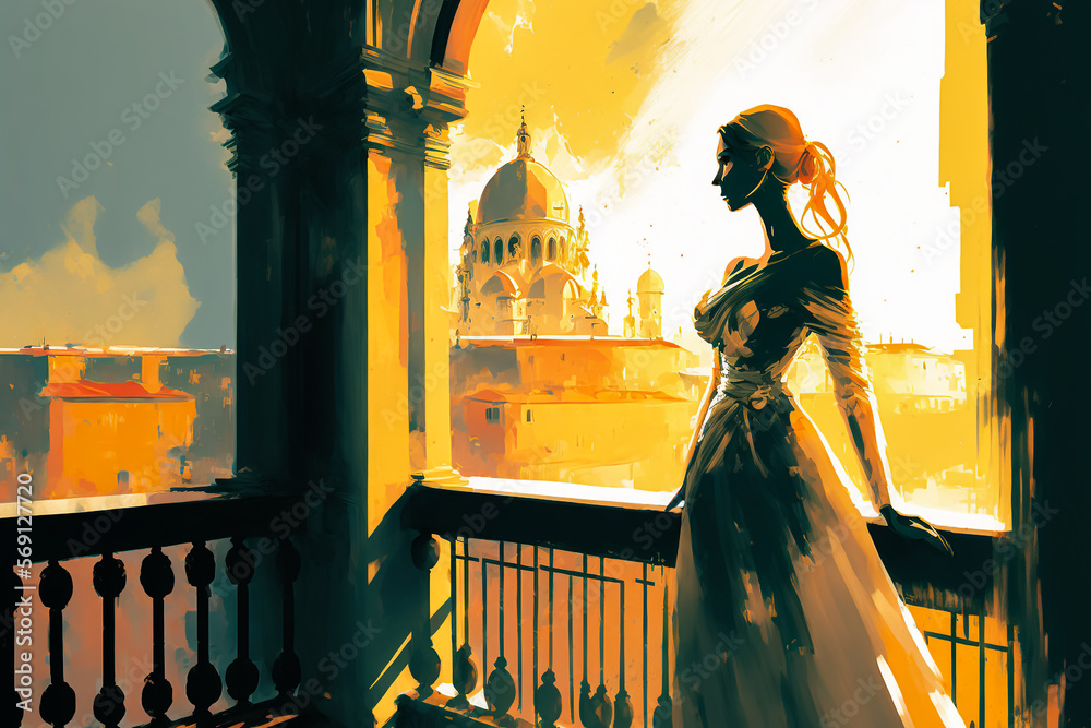 Abstract art. Colorful painting portrait art of the biblical Queen ...