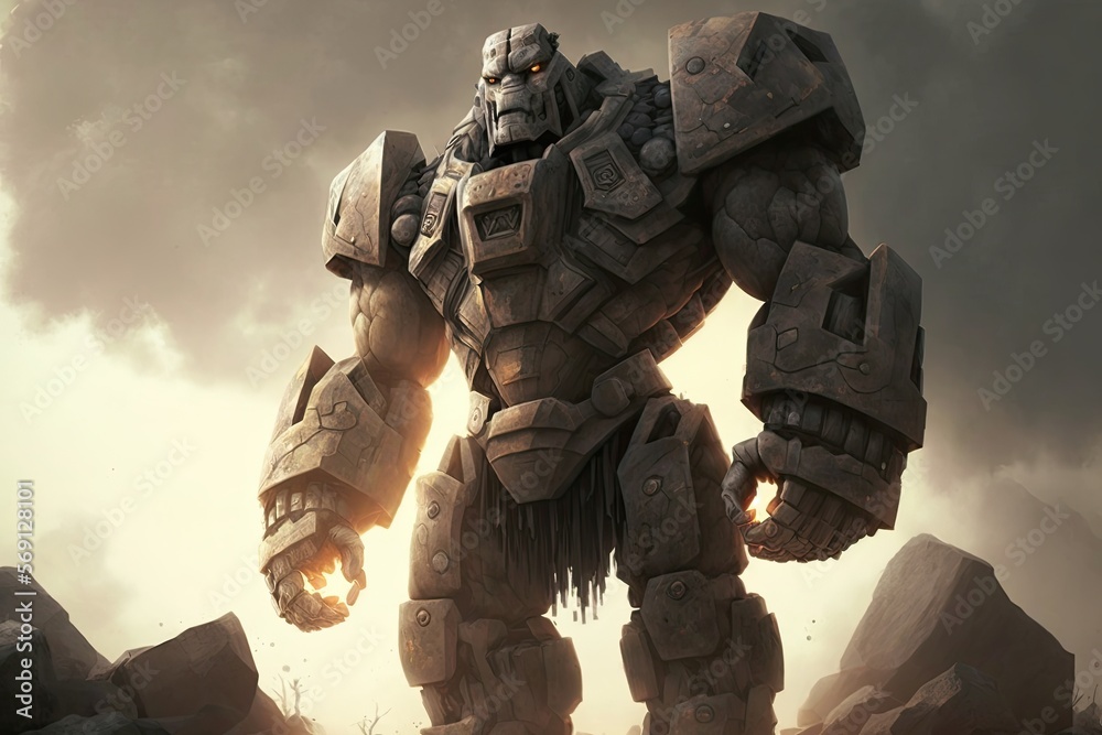 A golem made of stone and clay, animated by magic and imbued with ...