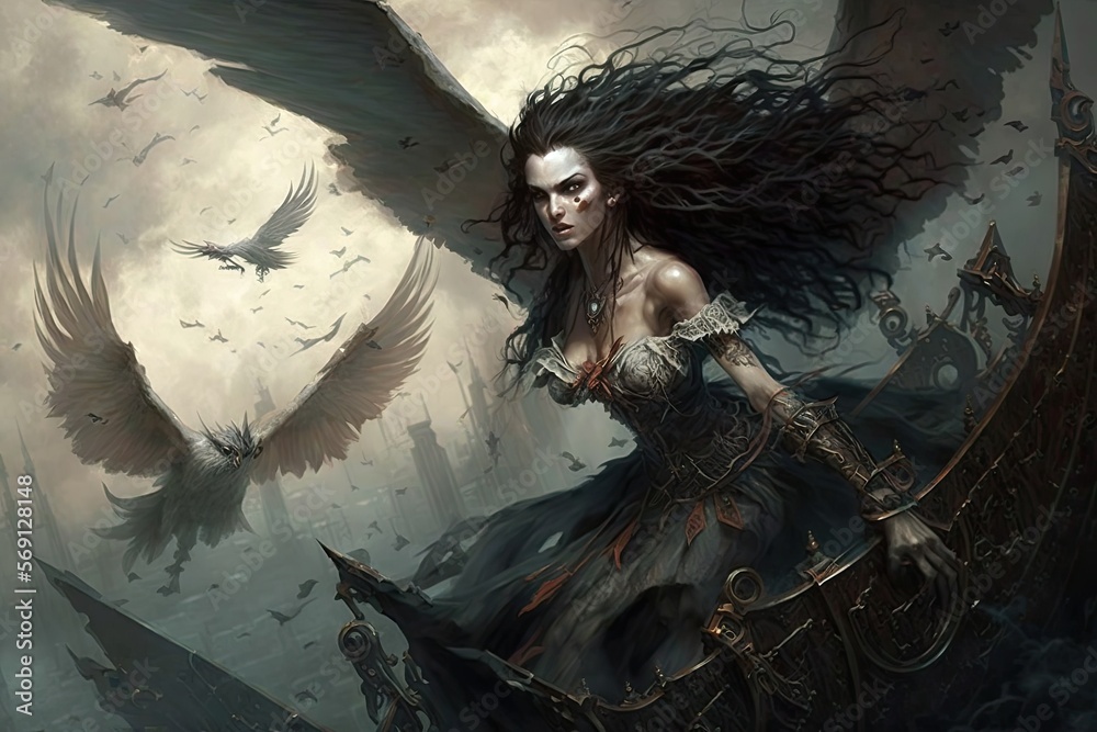 A harpy with sharp talons and a voice like a tempest, who plagues ...