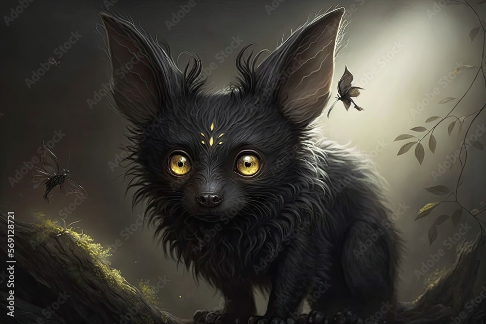 A pooka with fur as black as coal and eyes that gleam like diamonds ...