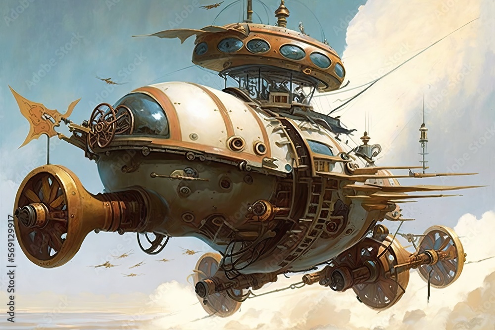 Futuristic gyrocopters powered by steam engines steampunk style ...