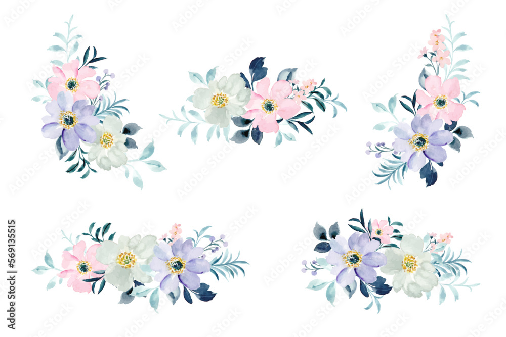 Pastel watercolor floral arrangement collection Stock Vector | Adobe Stock