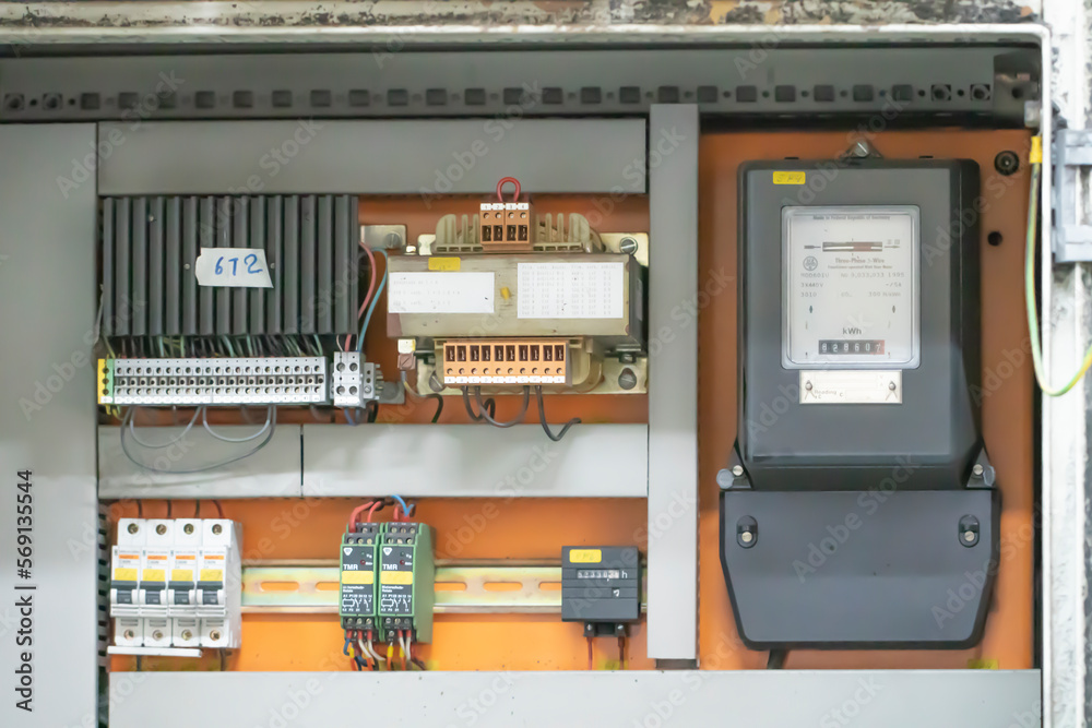 Automation components installed inside the electrical control cabinet ...
