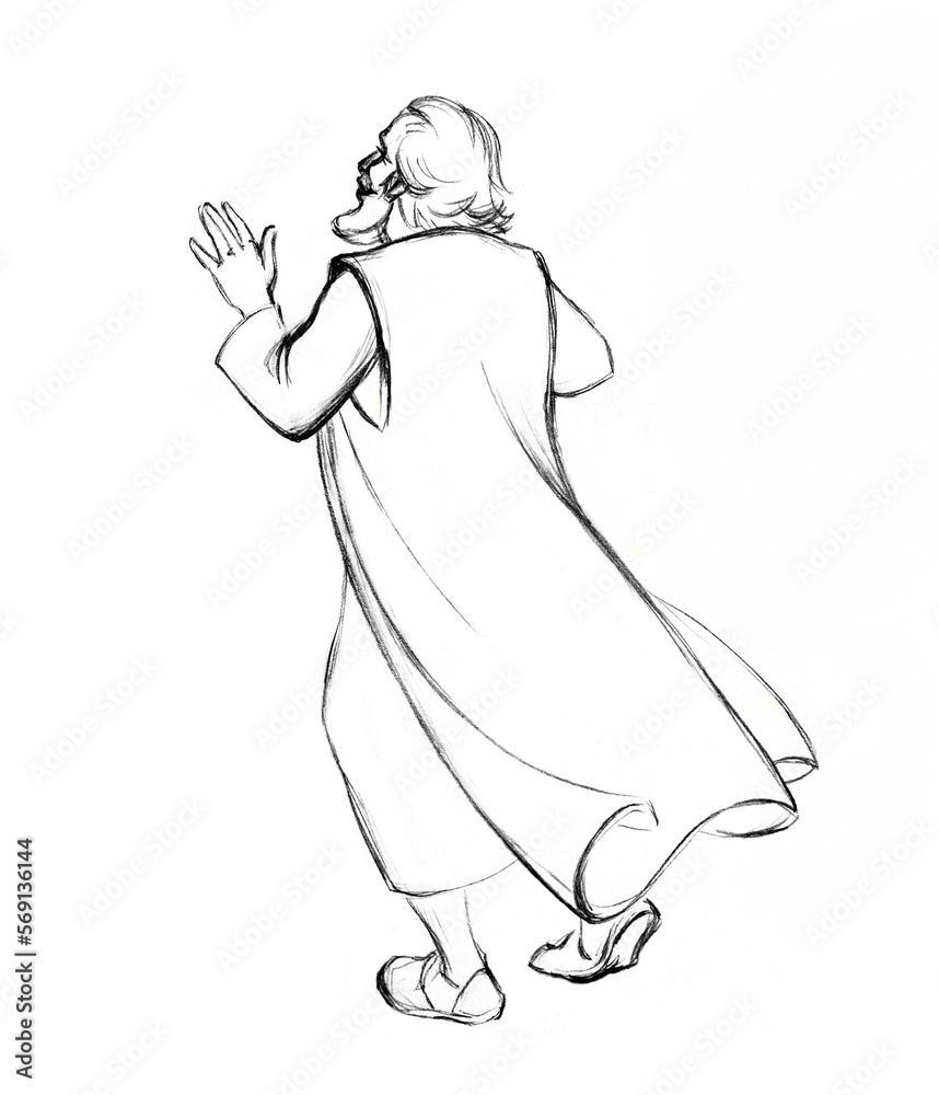 Pencil drawing. The father runs to meet the prodigal son Stock ...