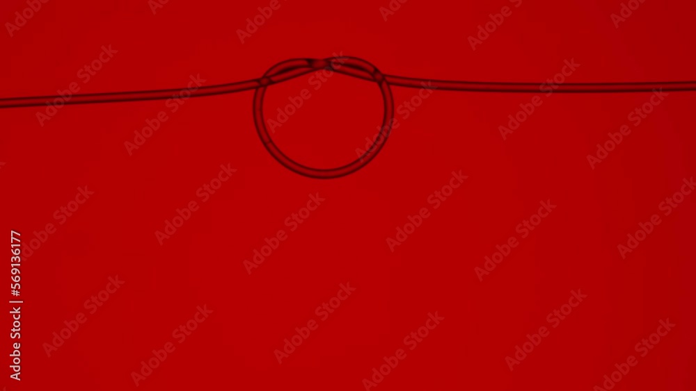 Vidéo Stock Hair that is tied into a round loop on a red background ...