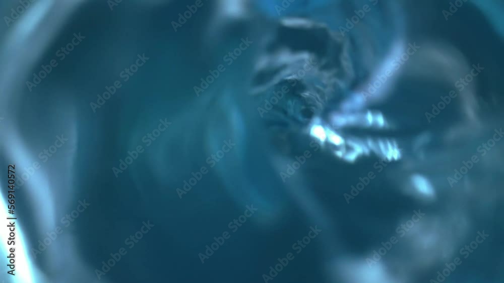 A whirlpool of blue water forming a spiral funnel with a round hole ...