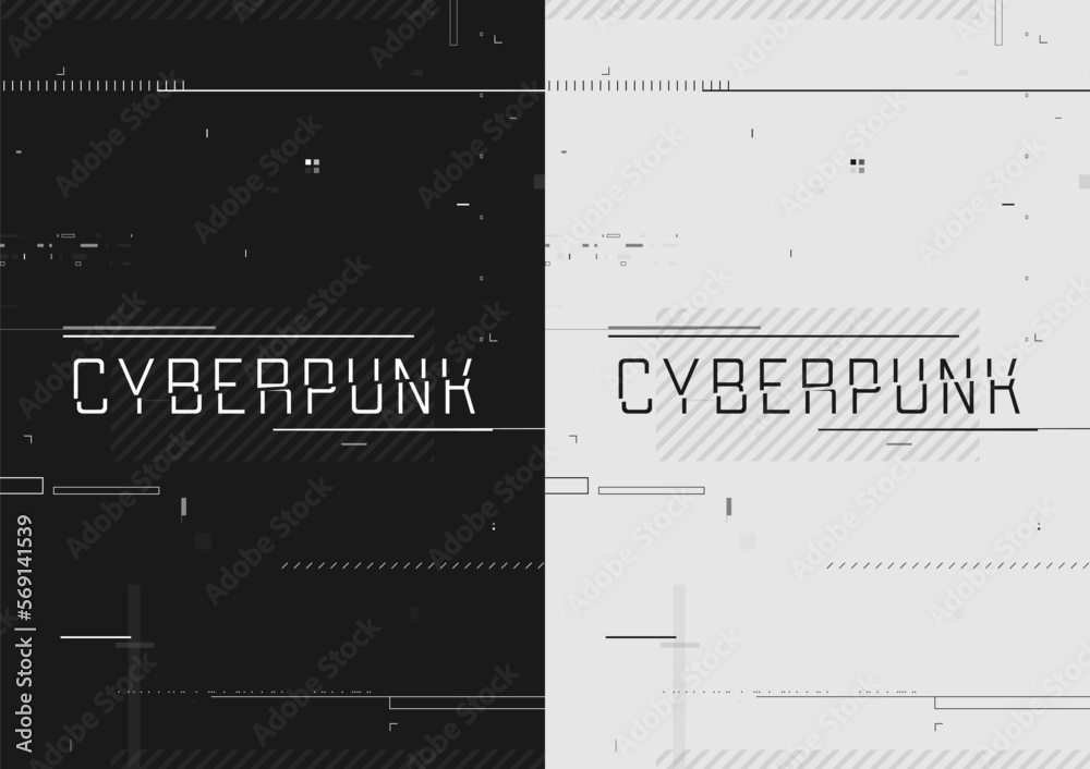 Cyberpunk futuristic poster set. Modern cyberpunk design for web and ...