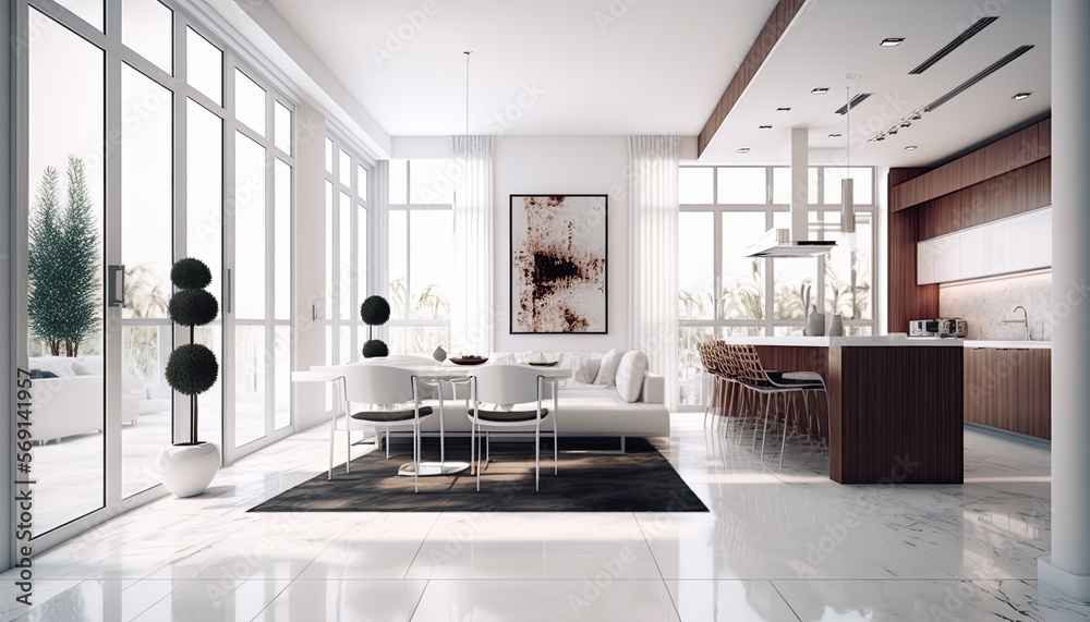 Elegant modern interior condominium with, contemporary Miami style ...