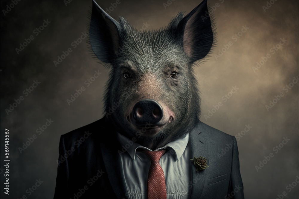 Boar in a business suit. High resolution illustration, career, success ...