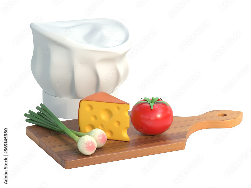 Cooking 3d concept, food preparation 3d rendering Stock Illustration ...