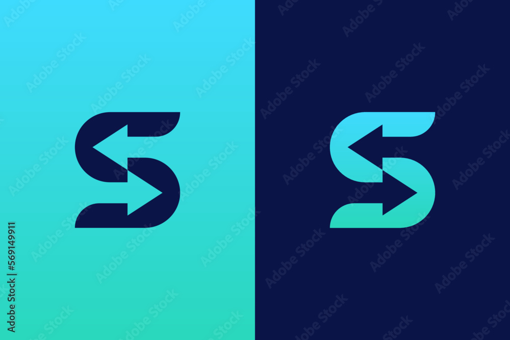 Vetor de Initial Letter S with Arrows Monogram Logo Template do Stock ...