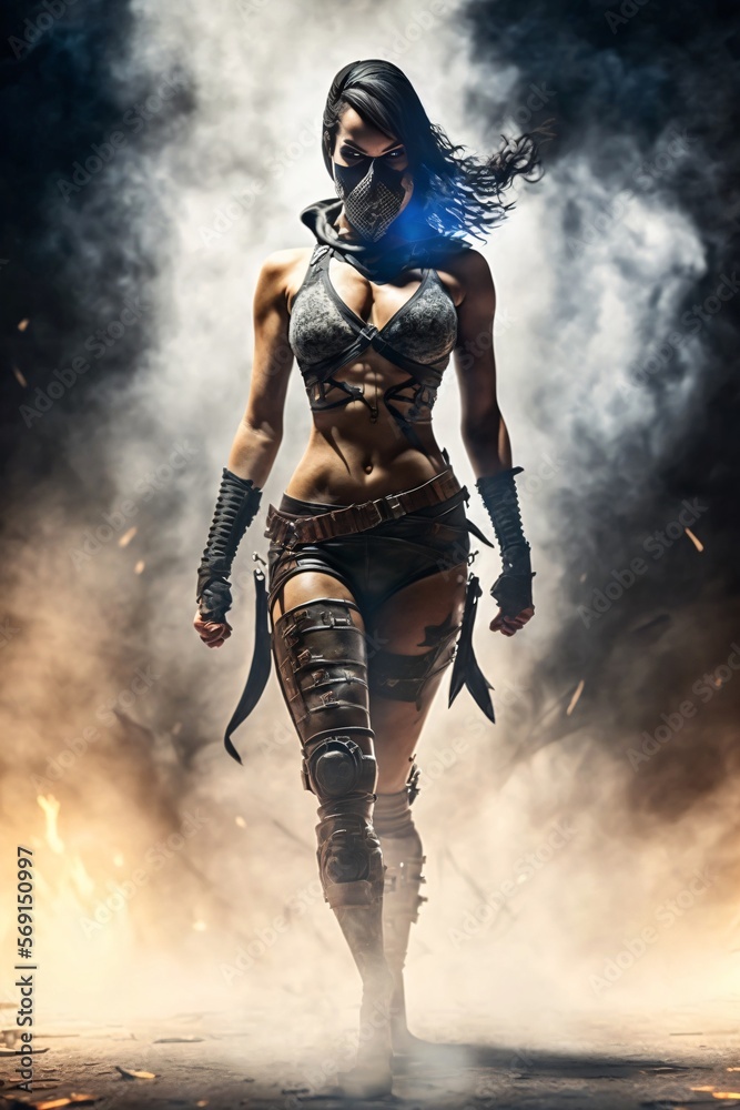 Female ninja assassin warrior. Designed using generative ai. Stock Illustration | Adobe Stock