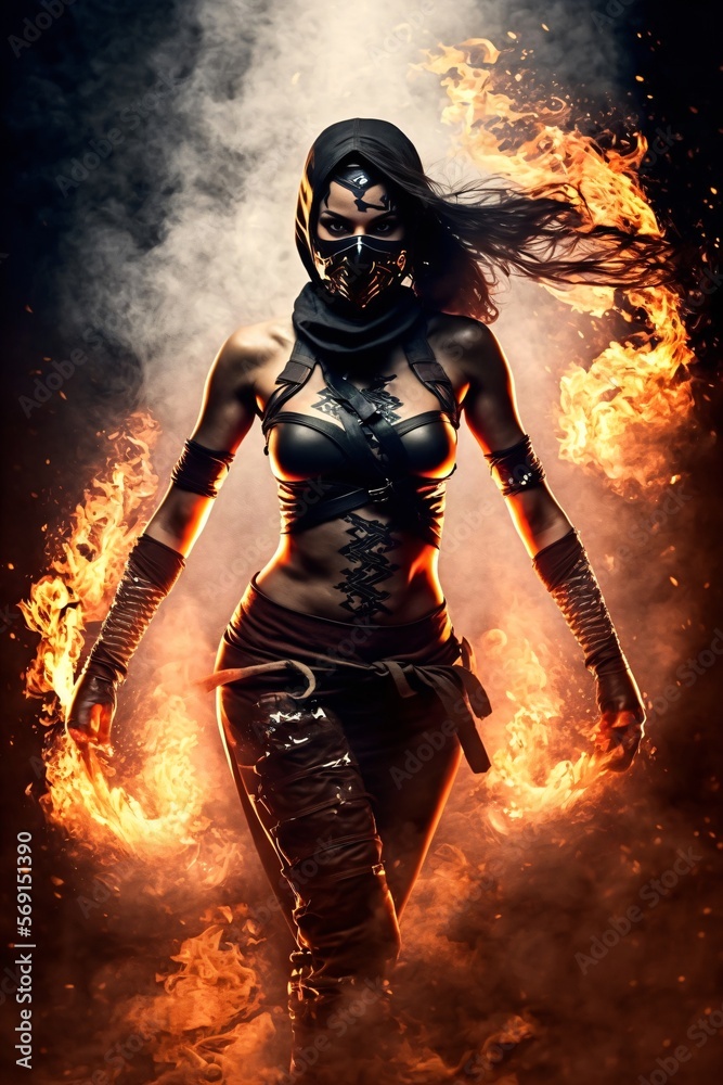 Female ninja assassin warrior. Designed using generative ai. Stock Illustration | Adobe Stock