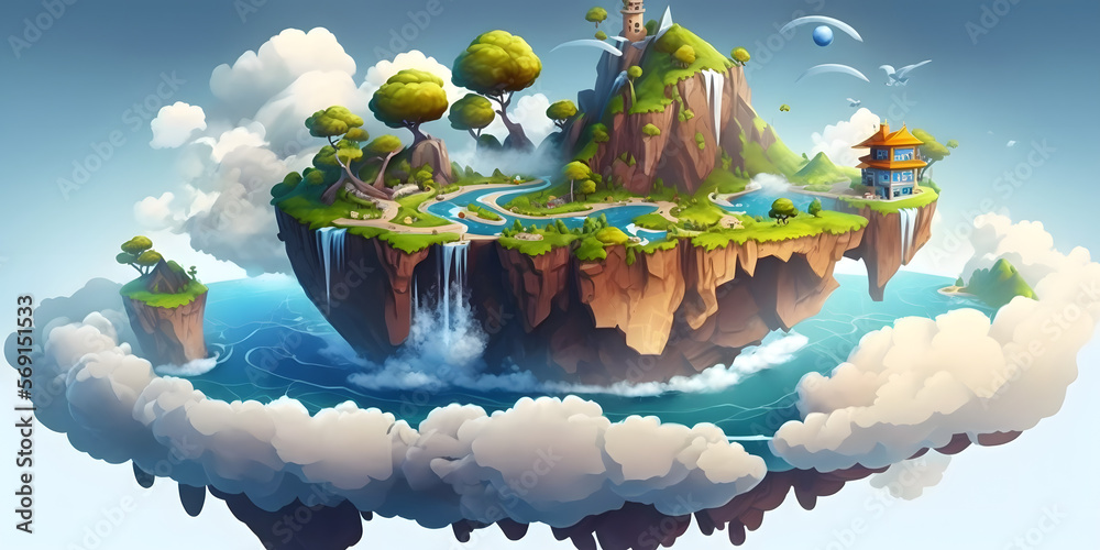 Cartoon Island Stock Illustration | Adobe Stock