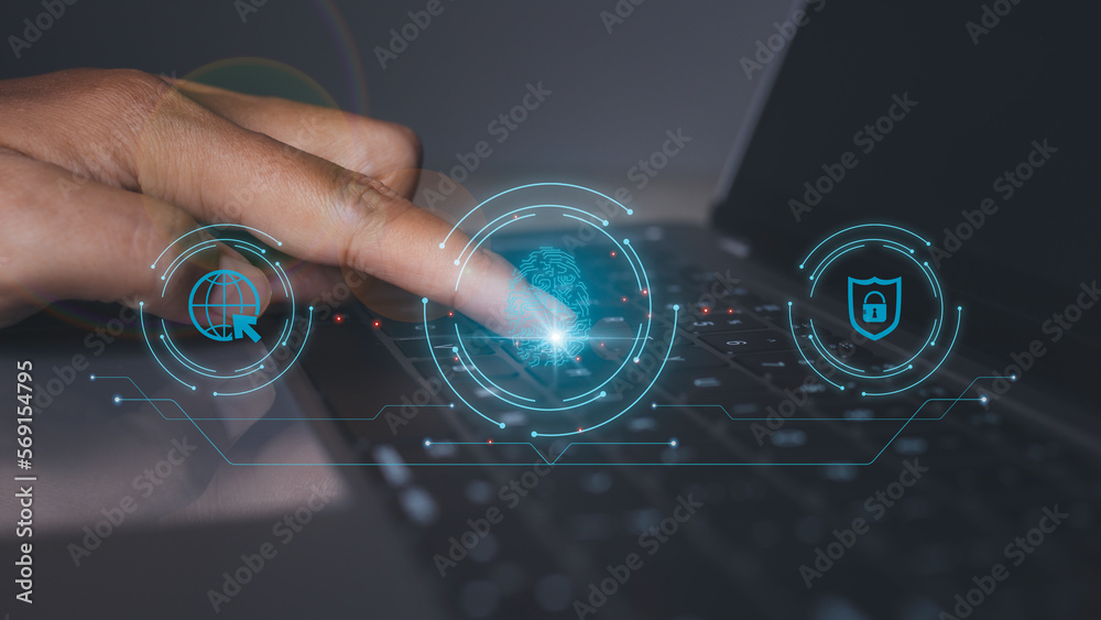 Fingerprint scanner futuristic digital processing of biometric ...
