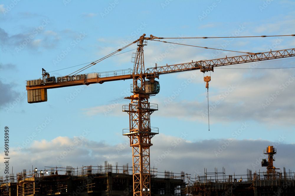 Giza, Egypt, February 4 2023: A construction site of new high rise in ...