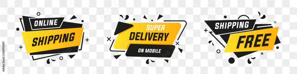 Delivery service badges collection for advertising on a transparent ...