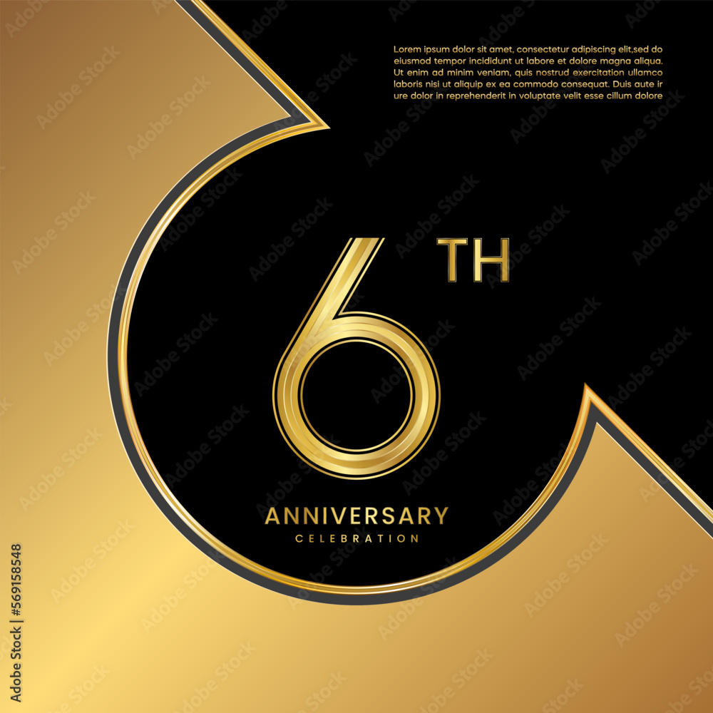 6th Anniversary Celebration. Logo design with gold color numbers for an ...