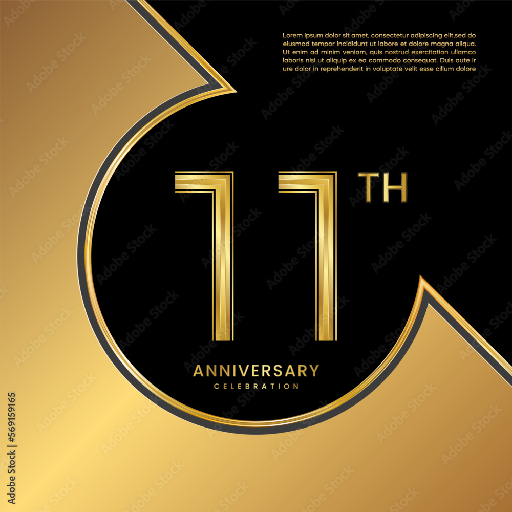 11th Anniversary Celebration. Logo design with gold color numbers for ...
