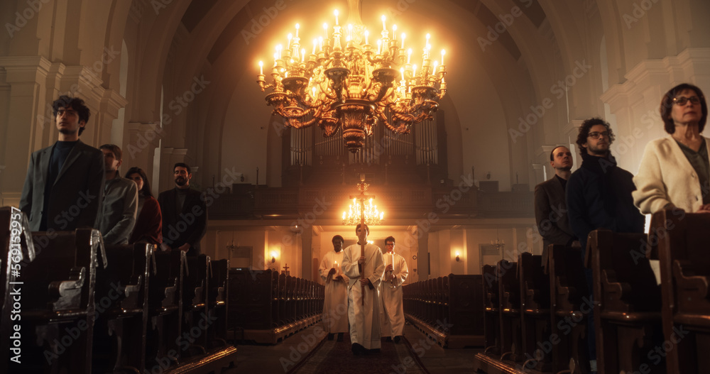 Beginning of a Liturgy In Grand Church where Priests, Deacons, Pastors ...