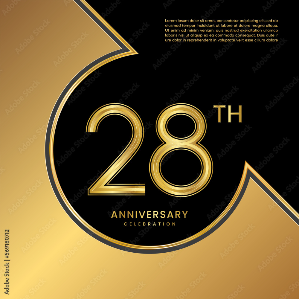 28th Anniversary Celebration. Logo design with gold color numbers for ...