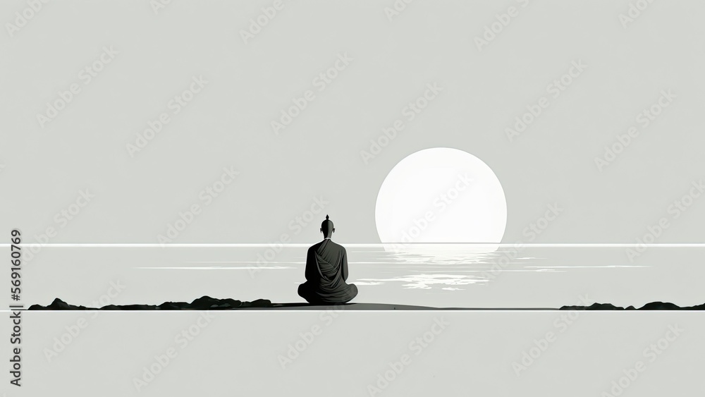 Minimalistic design of peace and meditation, being calm and collected ...