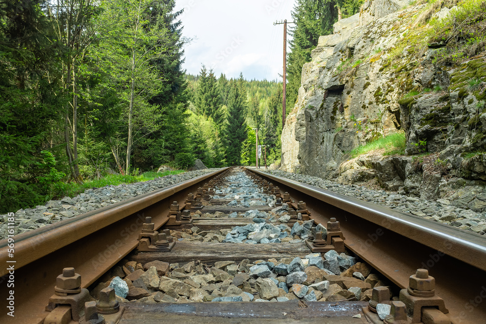 Bahnsgleise einer Schmalspurbahn im Erzgebirge, Deutschland Stock Photo ...