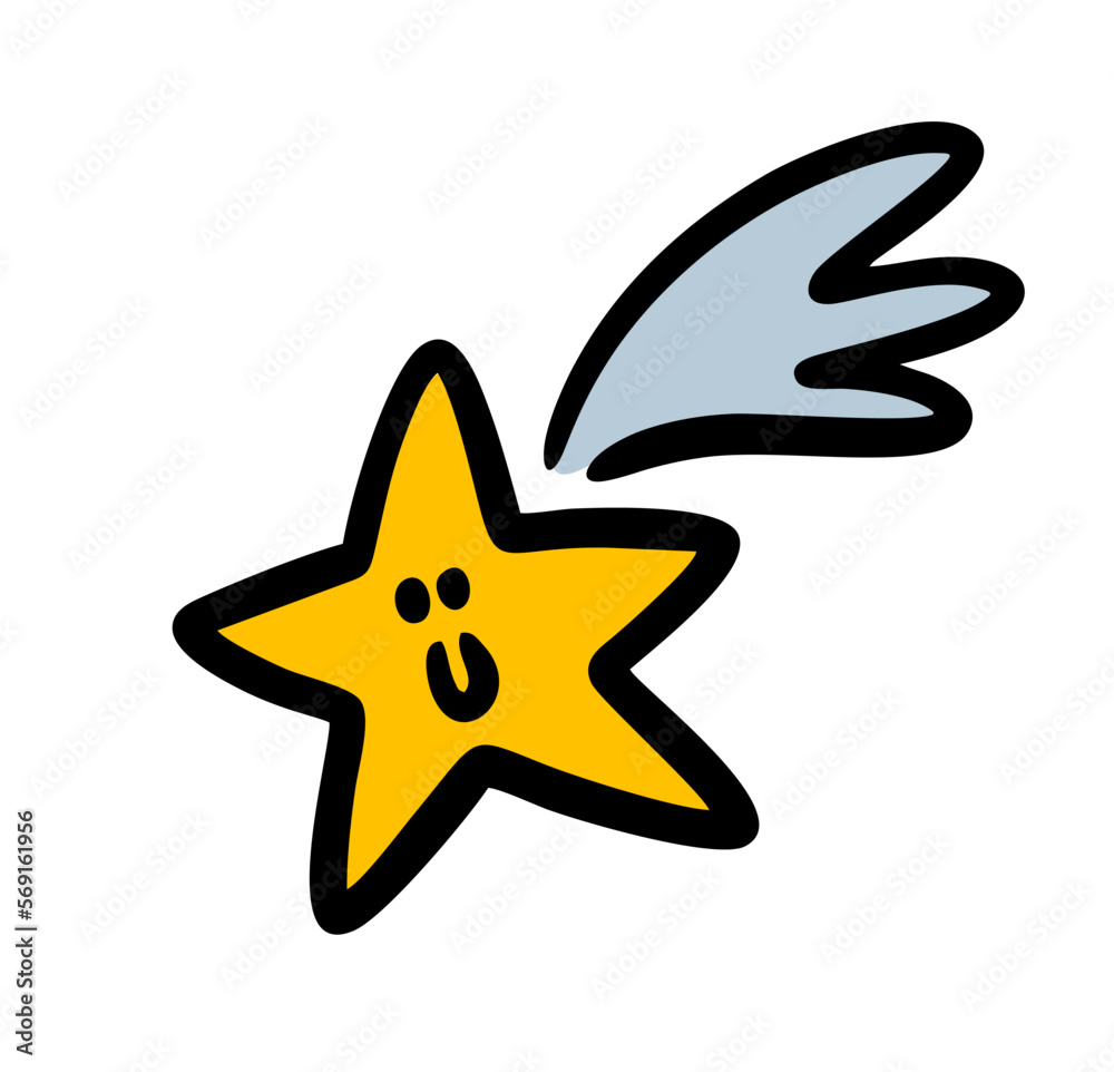Cartoon human face star falling down from the sky. Stock Vector | Adobe ...