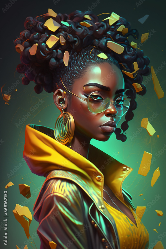 Hip hop black girl with fly style street wear. Realistic AI art ...