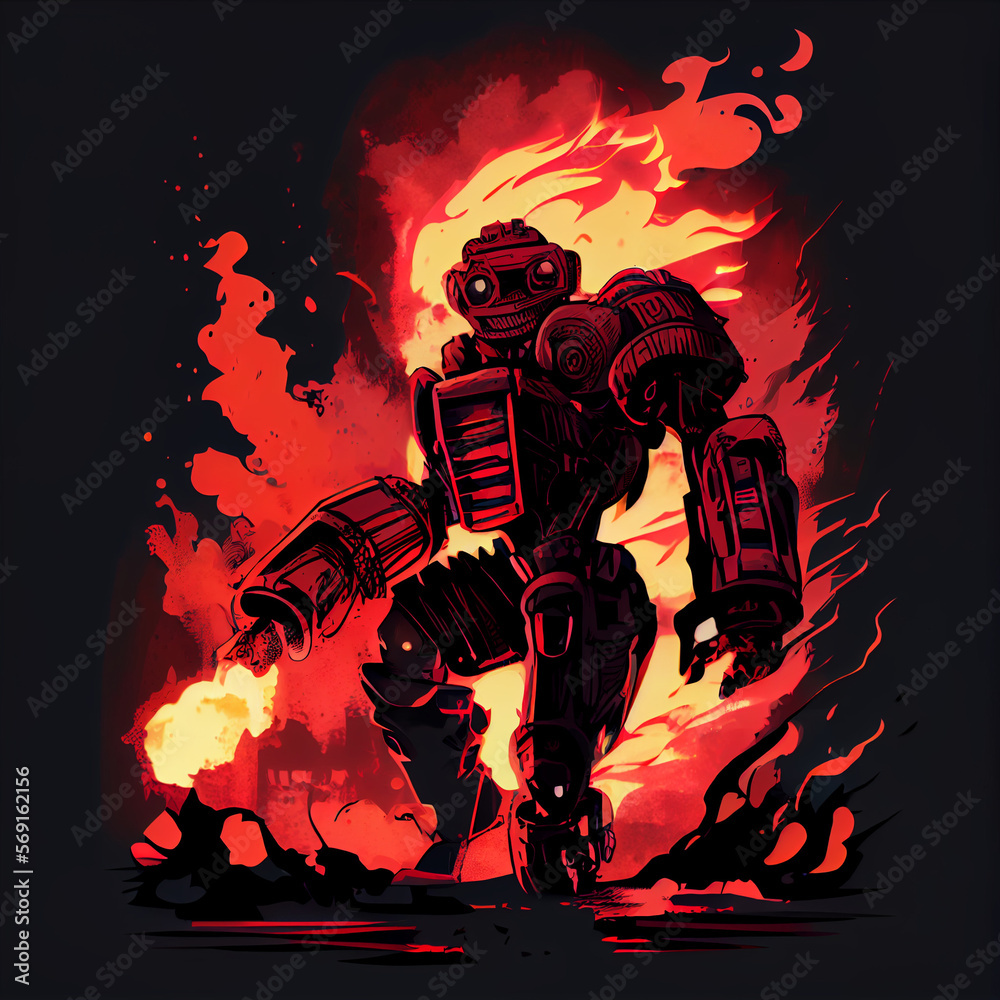 illustration of villain robot comic character for graphic element ...