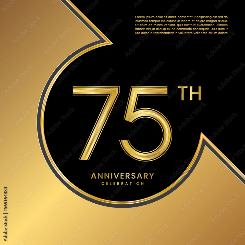 Vetor de 75th Anniversary Celebration. Logo design with gold color ...