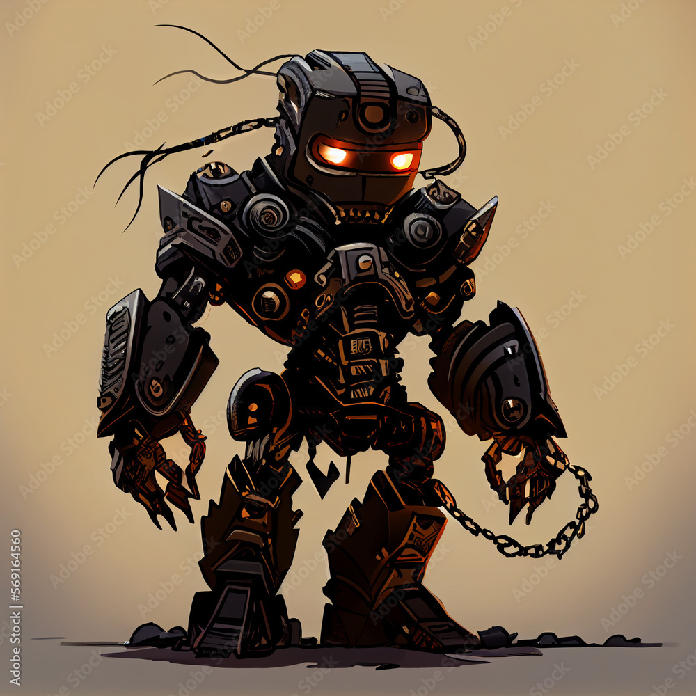 illustration of mechanic robot comic character for graphic element ...