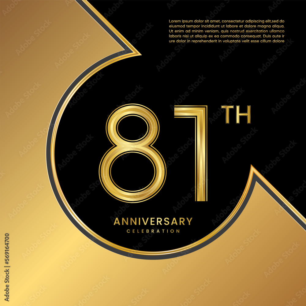 81th Anniversary Celebration Logo Design With Gold Color Numbers For