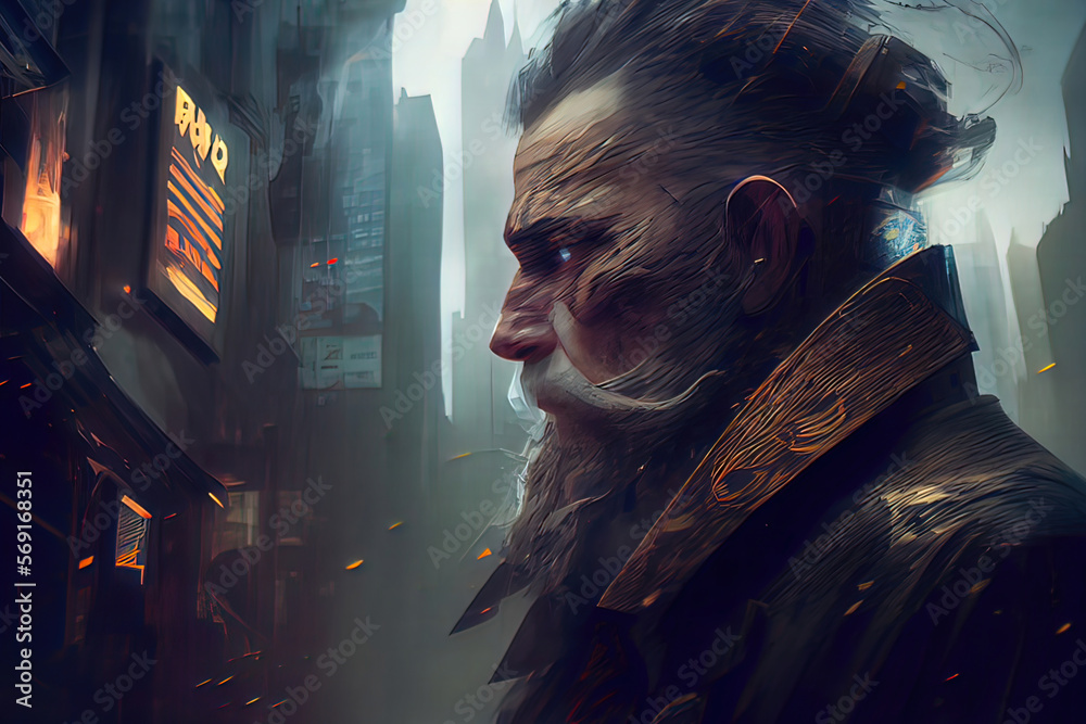 ai generated artistic, close up, portrait of a man from the future ...