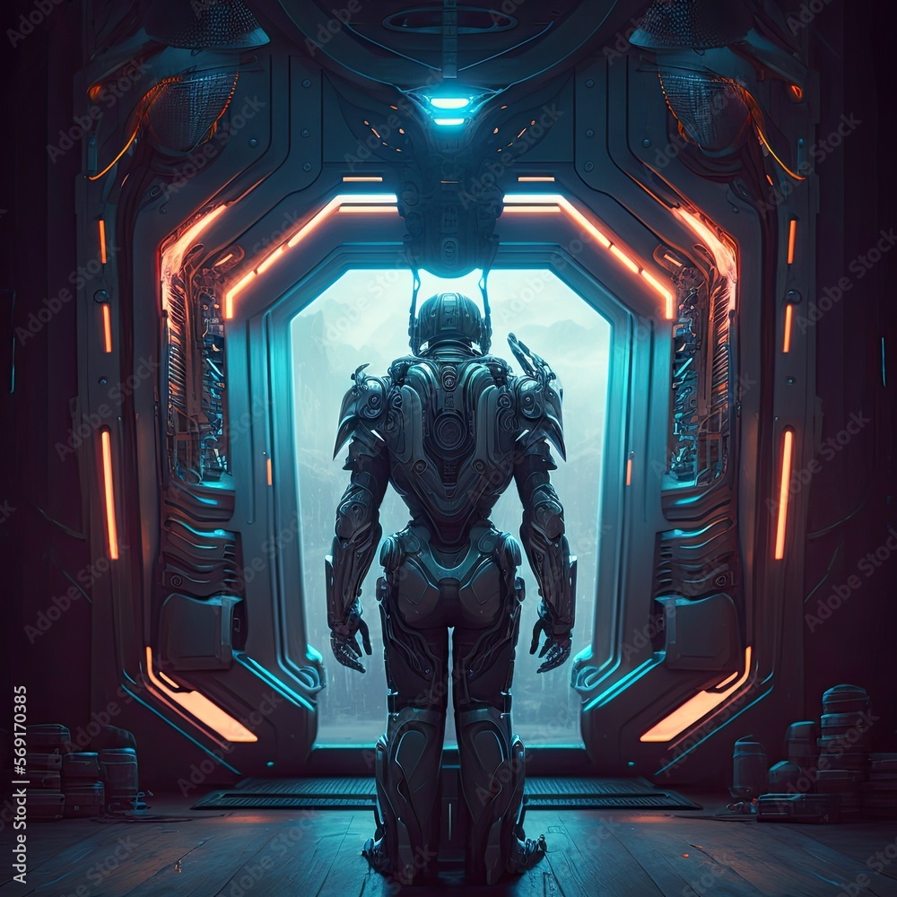 Human vs Machine: A Futuristic Man Confronts a Tentacle Robot ...