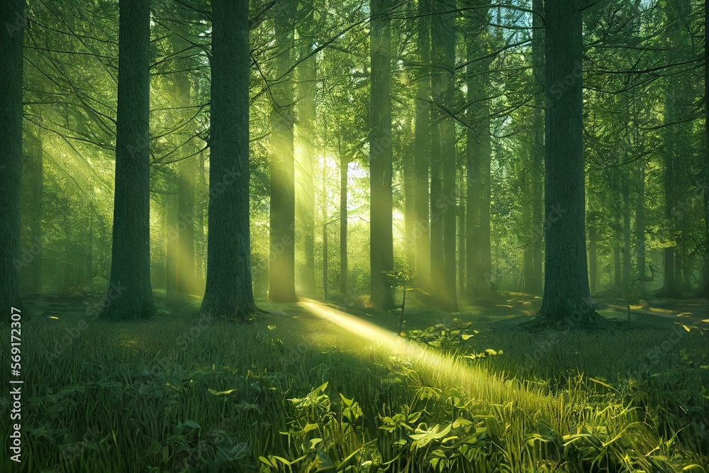 Forest tall trees pine grass sun rays, beautiful rays of sunlight ...