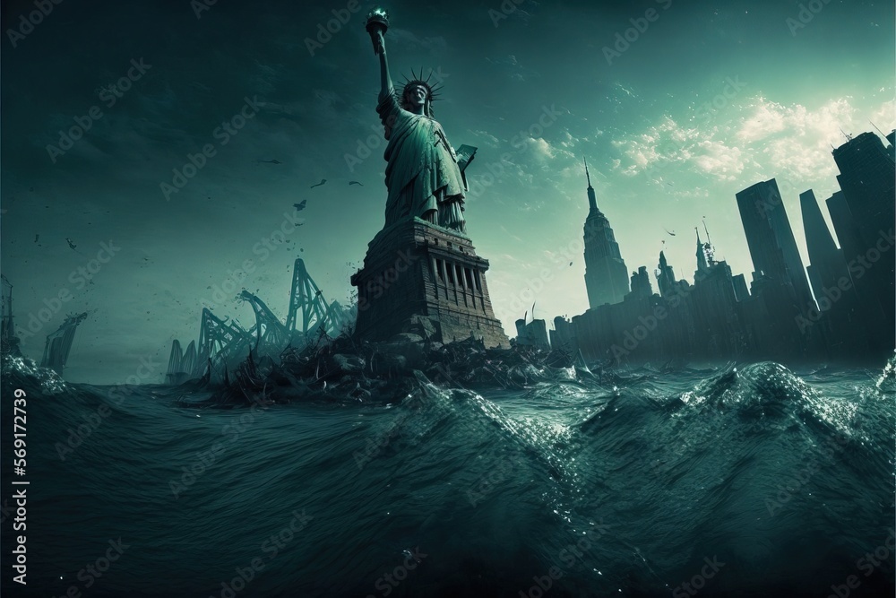 "The Statue of Liberty's Post-Apocalyptic Reality" ai generative ...