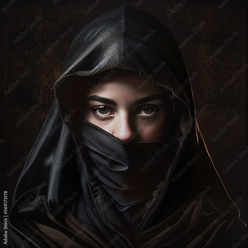 Woman Thief Black Veil Scarf Sneaky Nimble Rogue Roleplaying DND ...