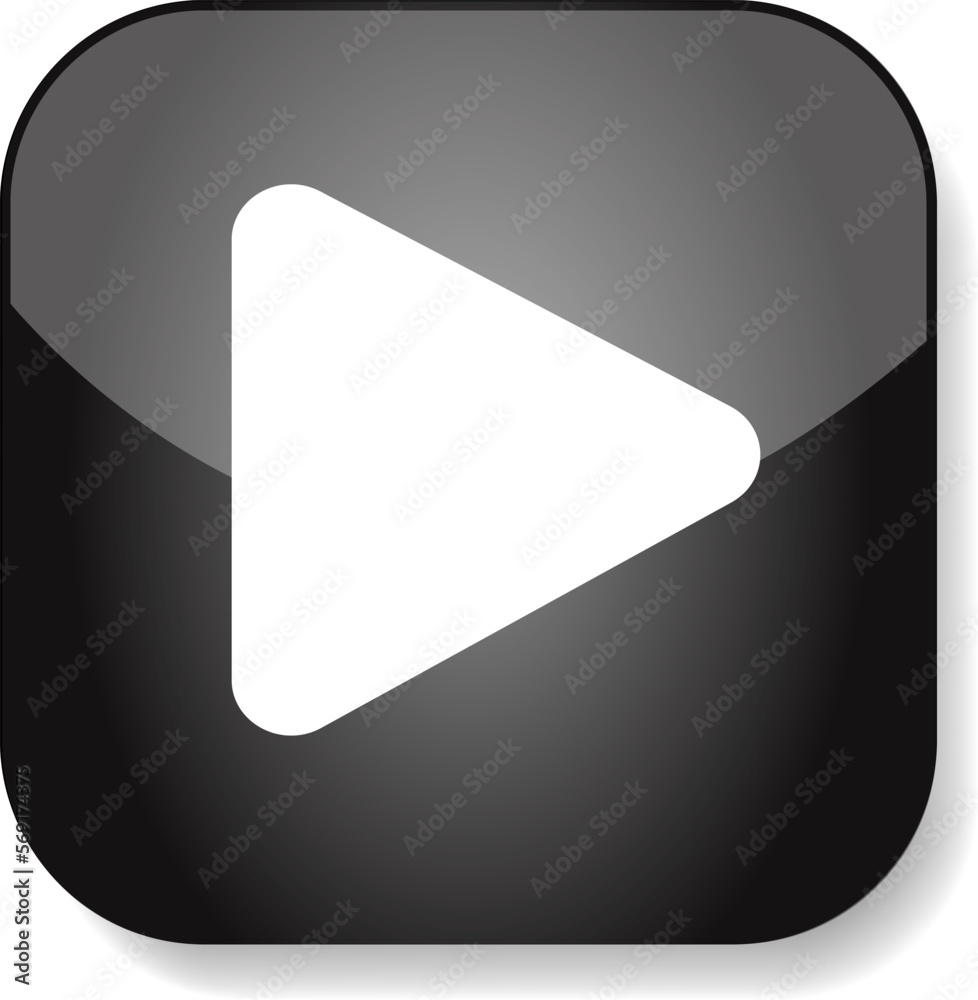 Play button symbol with shadow, video streaming, broadcasting icon ...