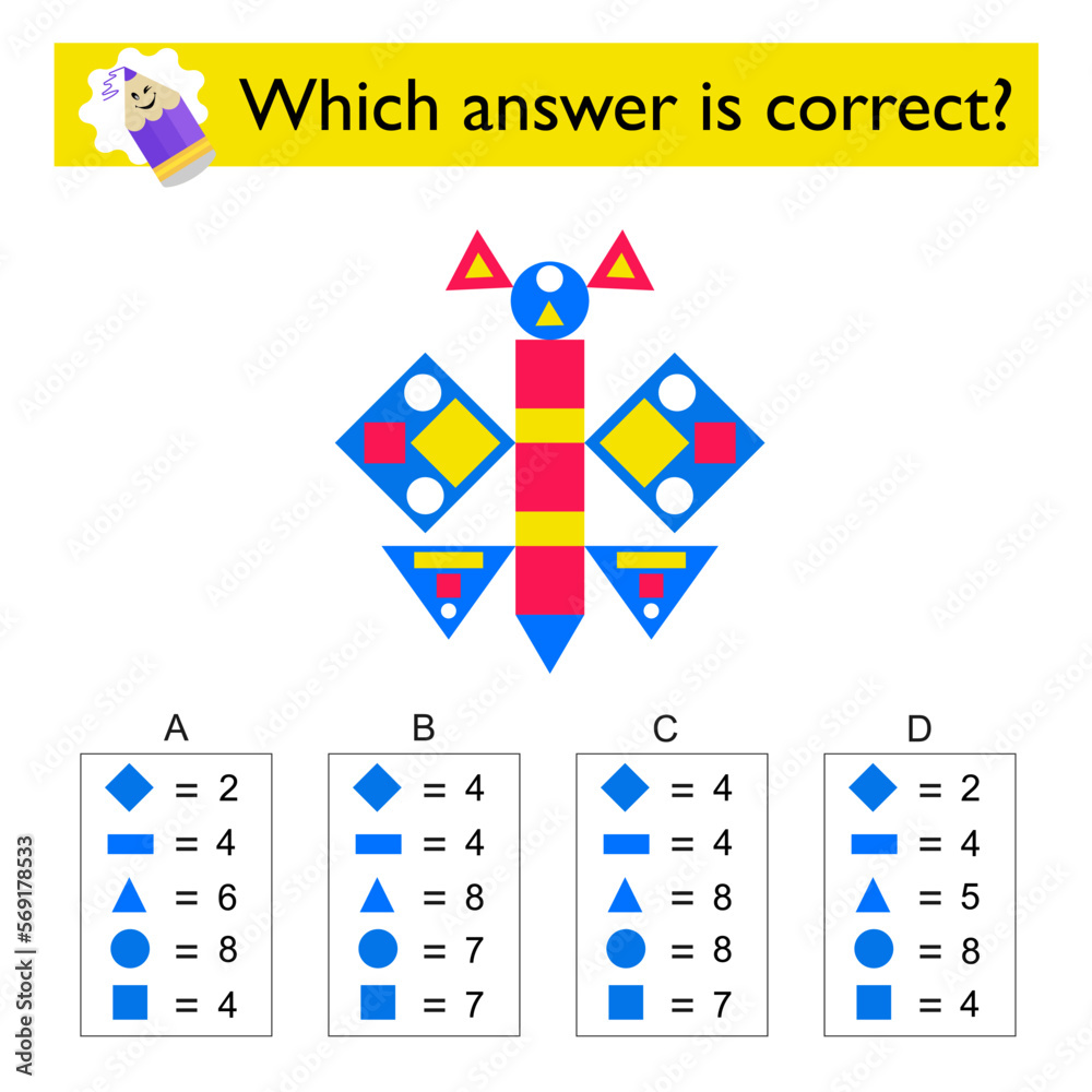 Math activity for kids. Need to find the correct answer. Preschool ...